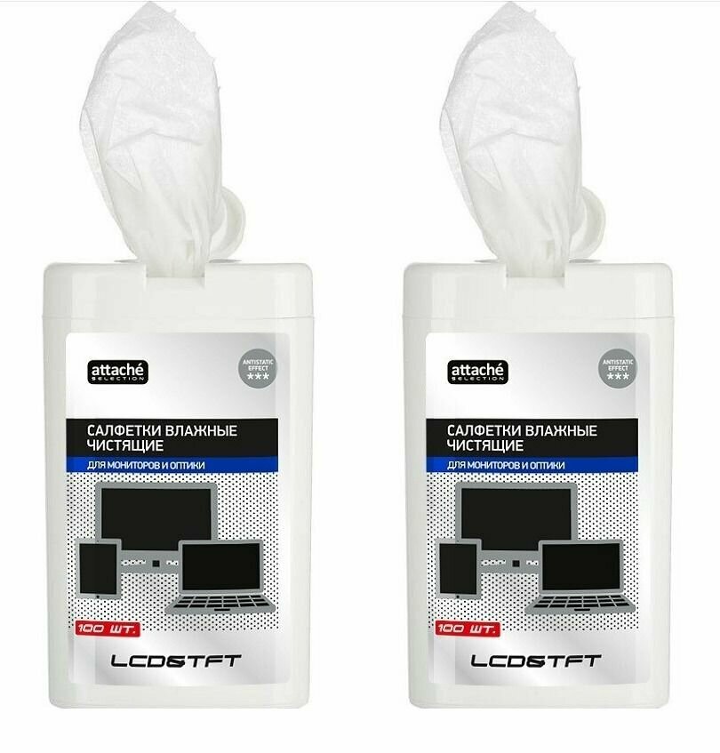 Attache Selection Салфетки для экранов, 90х115, 100 шт, 2 уп
