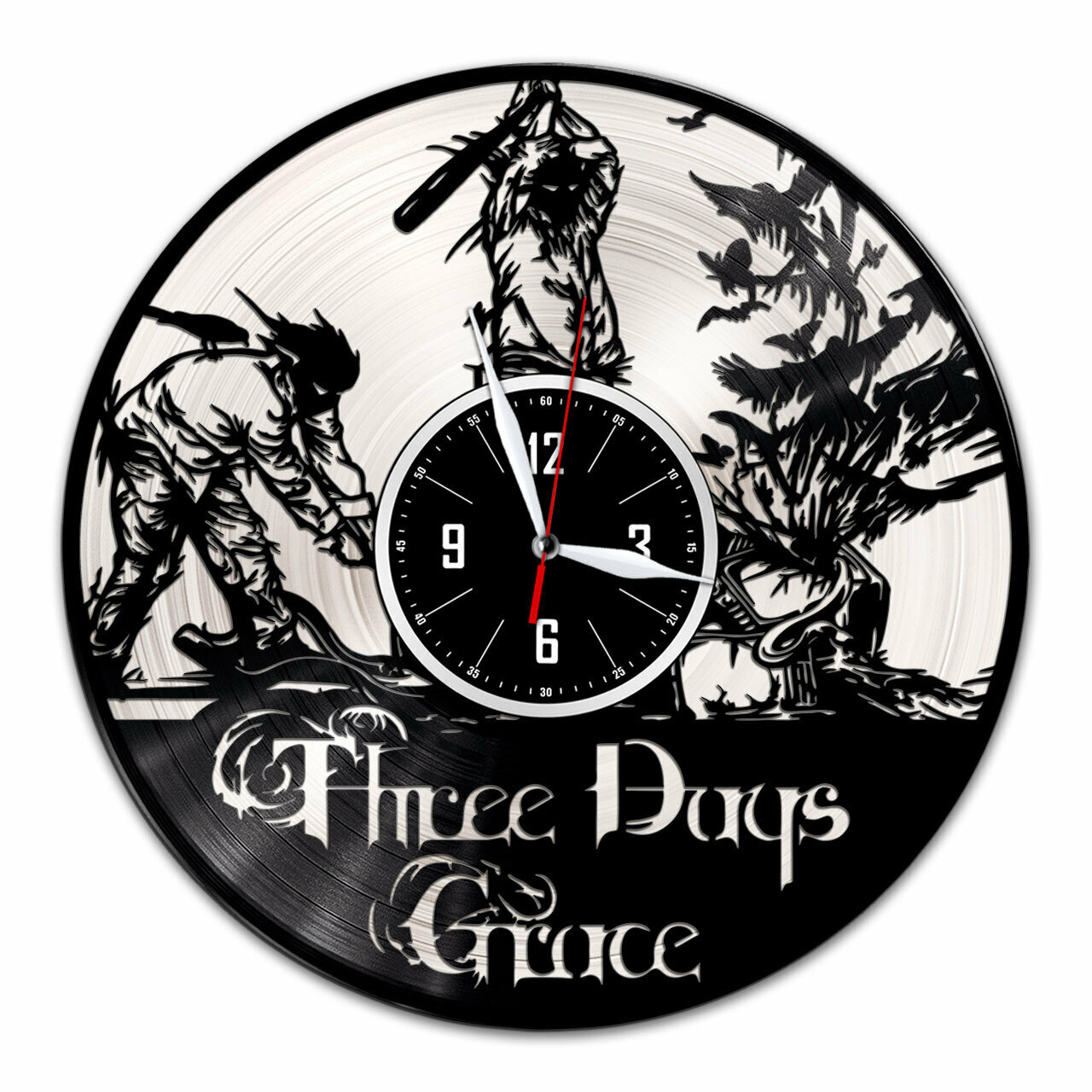 Three Days Grace - настенные часы из виниловой пластинки (с серебряной подложкой)