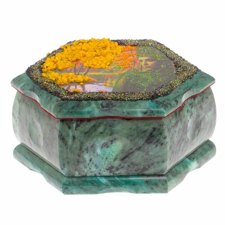 Каменная шкатулка "Хозяйка медной горы осень" 14х12,5х7 см 125985