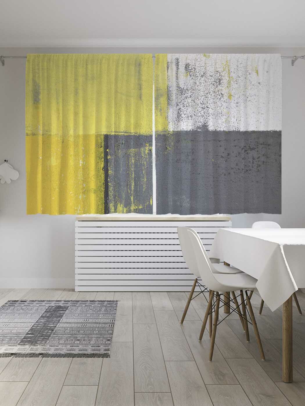 Фотошторы короткие "Лоскутный гранж", 2 полотна шириной по 145 см, высота 180 см, JoyArty