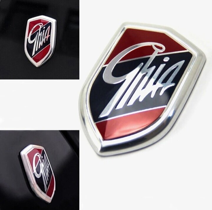 Шильдик Ghia алюминиевый самоклеющийся для Ford Focus Mondeo (значок, эмблема, логотип) 2 штуки эконом