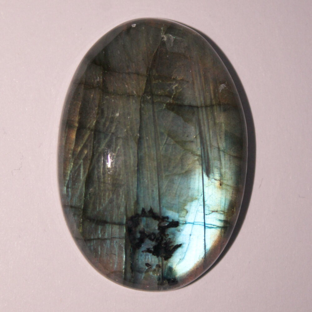 Лабрадор кабошон, натуральный камень, 44х31х4 мм, Мадагаскар, "True Stones"