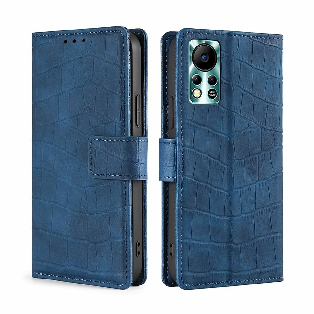 Чехол-книжка MyPads для Infinix Hot 11S NFC / Инфиникс Хот 11s NFC синий крокодиловая кожа