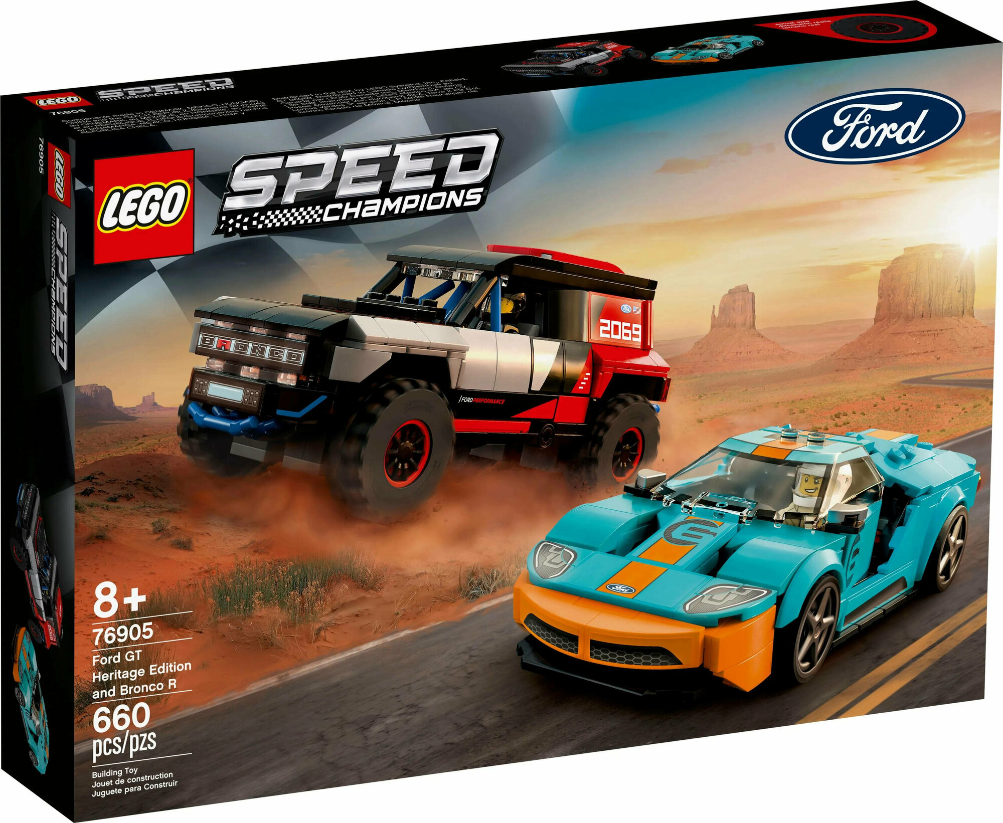 Конструктор LEGO Speed Champions 76905 Ford GT Heritage Edition and Bronco R, 2021 год