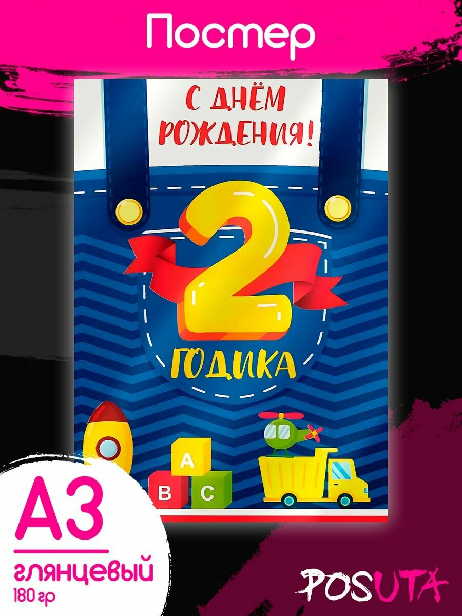 Плакат с Днем Рождения Постер 2 года