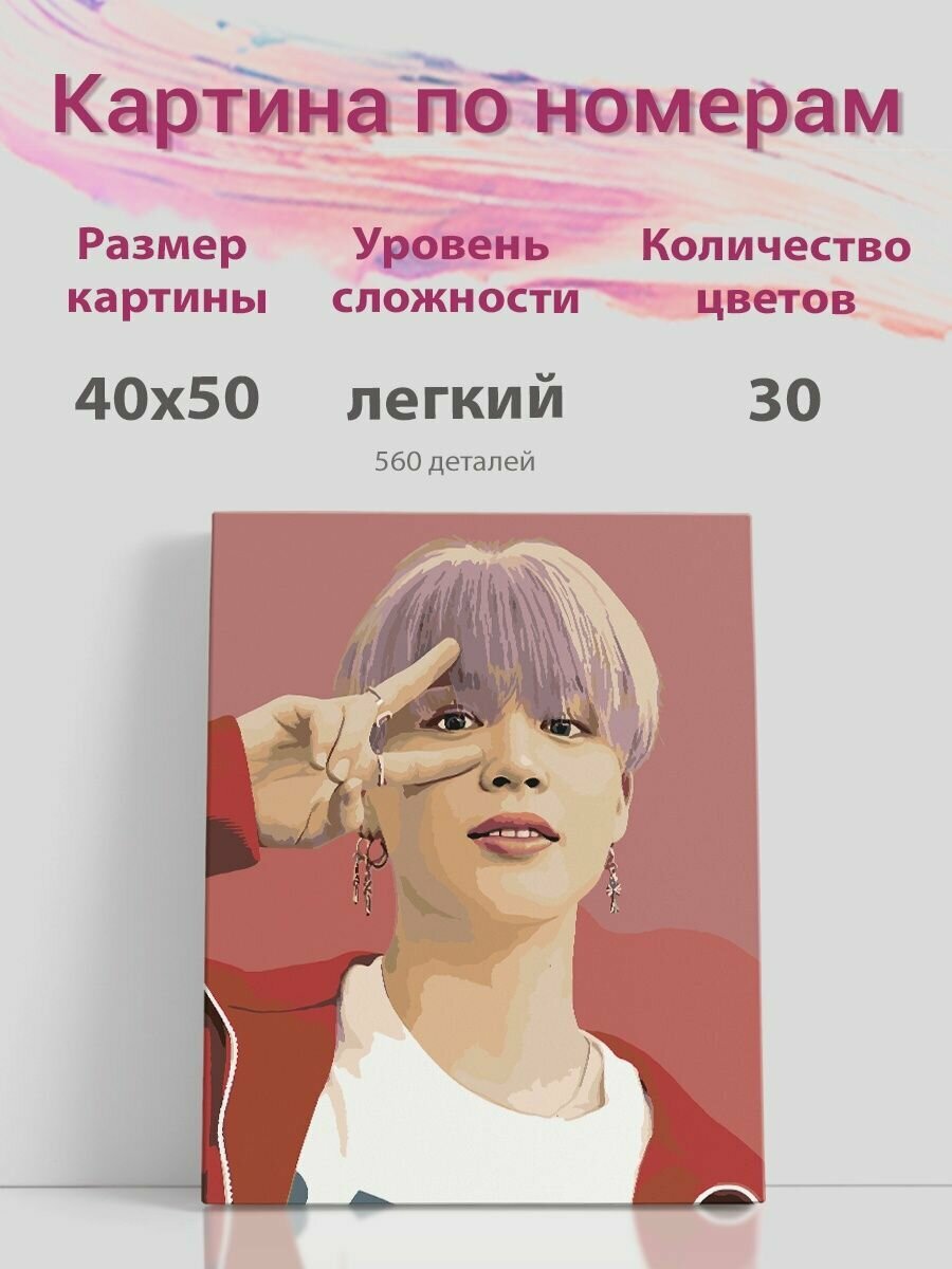 Картина по номерам на холсте с подрамником, "BTS K-POP Чимин Jimin", 40х50 см
