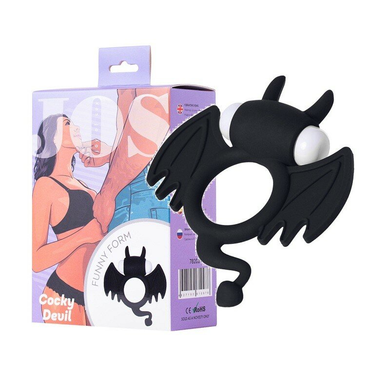 Эрекционное кольцо на пенис "JOS Cocky Devil"черное с вибрацией