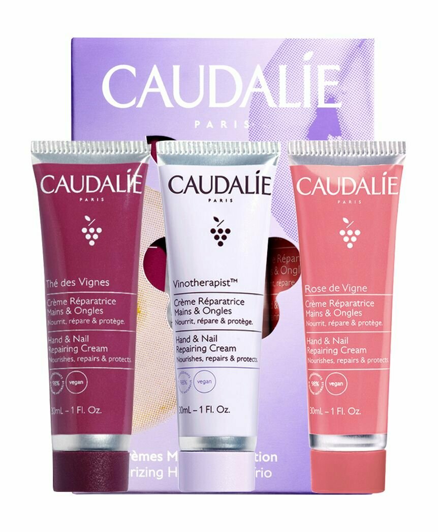 CAUDALIE Набор Трио изысканных кремов для рук и ногтей (Rose de Vigne 30+The Des Vignes 30+Vinotherapist 30)