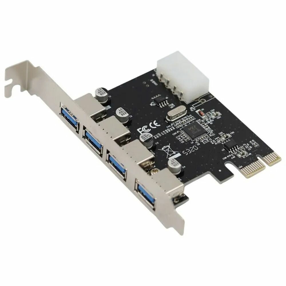 Контроллер PCIe x1 v2.0 (VIA VL805) USB 3.2 Gen1x1, 4 x USB-A (ORIENT VA-3U4PEV2)