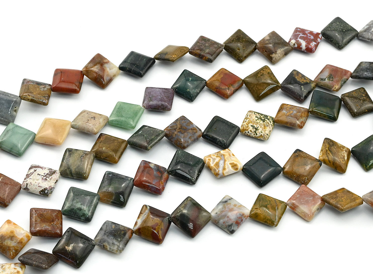 Бусины из яшмы ромб 16мм, 40см, 19 бусин .