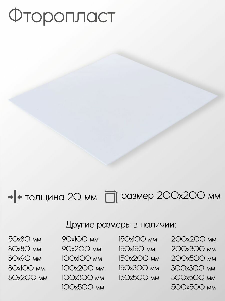 Фторопласт лист толщина 20 мм 20x200x200 мм