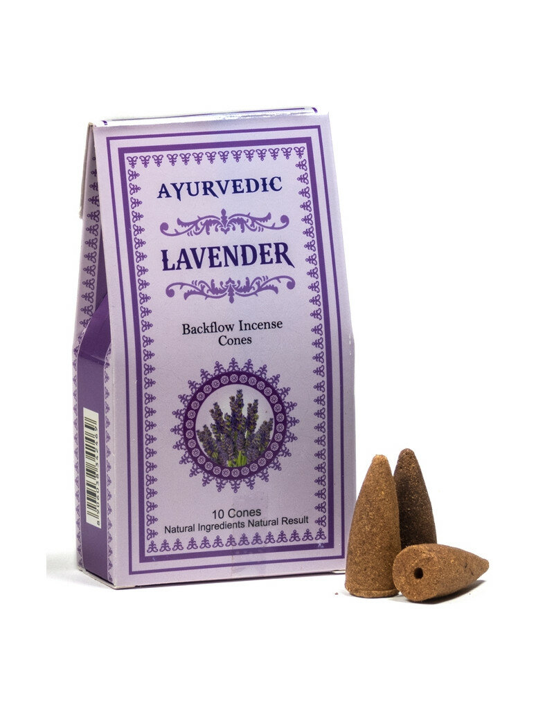Backflow Incense Cones LAVENDER, Ayurvedic (Благовония стелющийся дым лаванда, Аюрведик), уп. 10 конусов