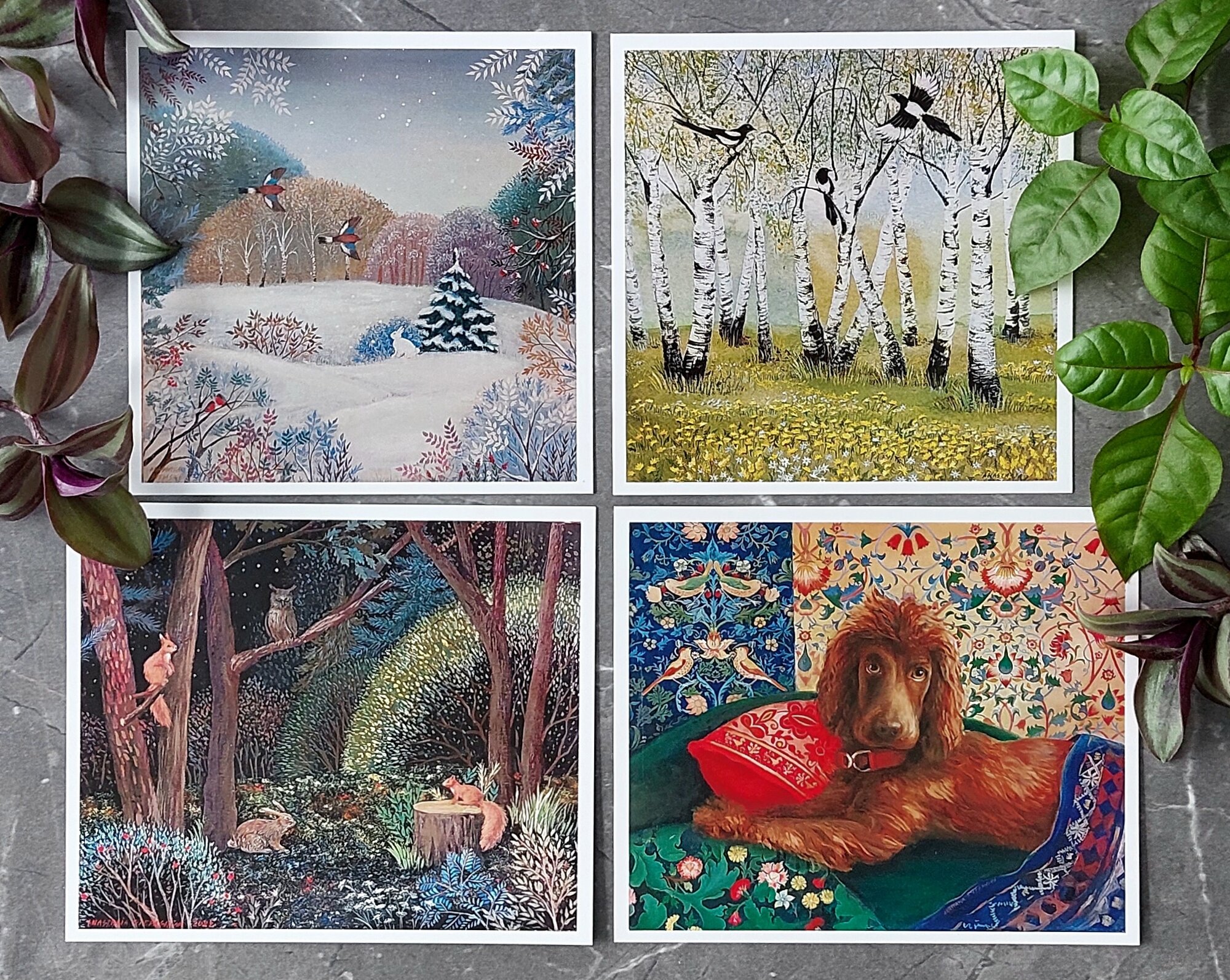 Набор авторских открыток "Птицы и Животные" Степашина А, 10 см х 12см, 4шт