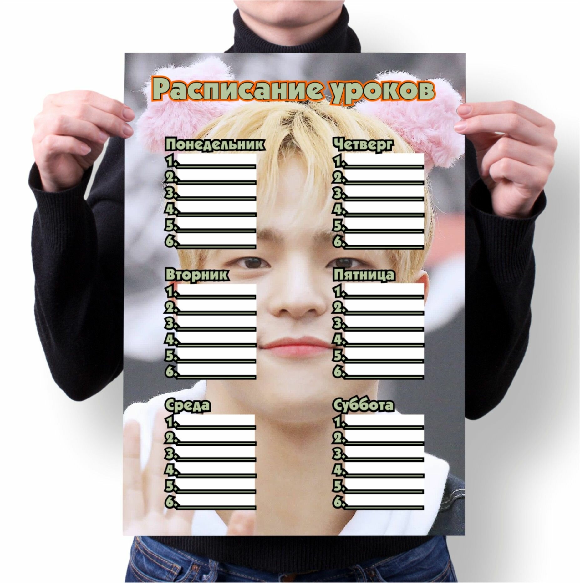 Расписание уроков формата А3 с принтом "Stray Kids"