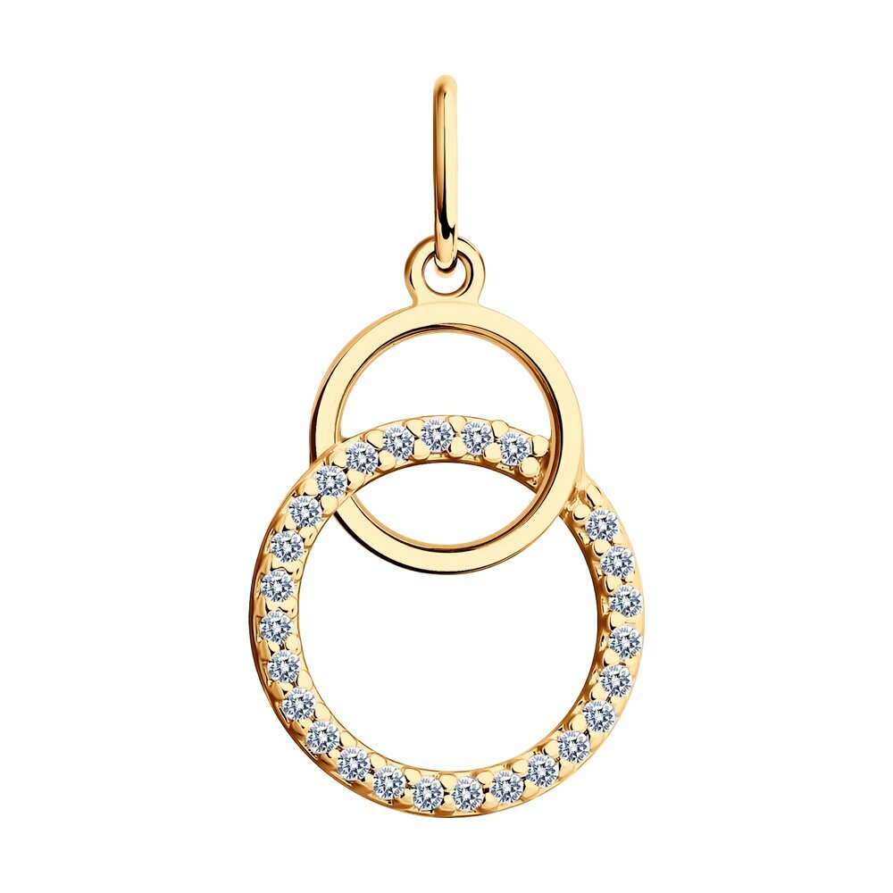 Подвеска, серебро, 925 проба, золочение, фианит