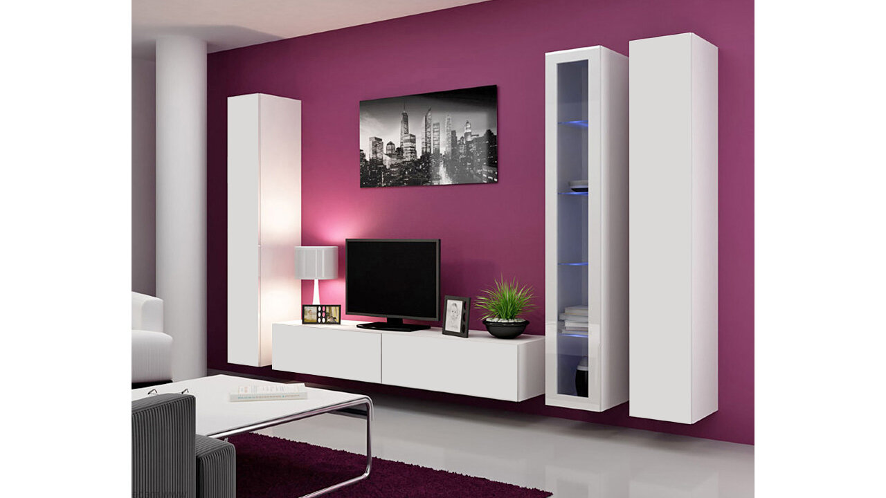 Гостиная Виго 2 Белый Фасадный 0101 NEW 300x42x180 см, GOODFORM