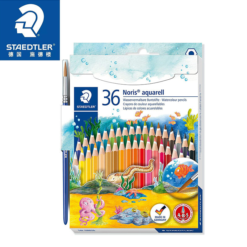 Набор цветных карандашей Staedtler "144", водорастворимые, с кистью, 10 цветов