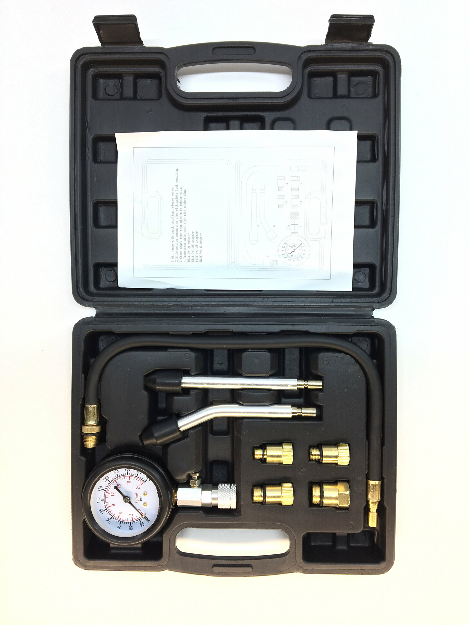 Компрессометр для бензиновых двигателей набор 8 предметов