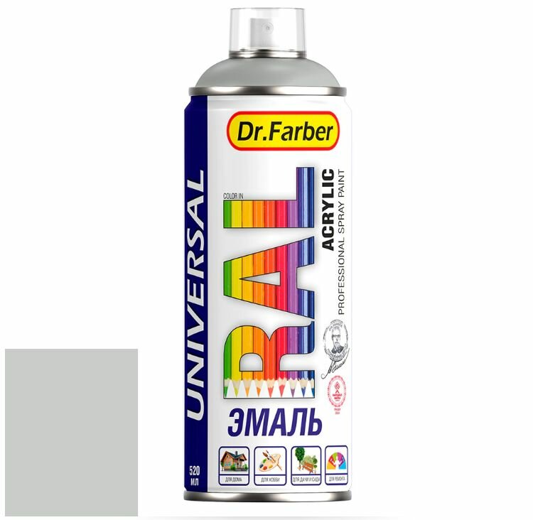 Эмаль-спрей универсальная Dr.Farber акриловая RAL 7035 глянцевая 270 г