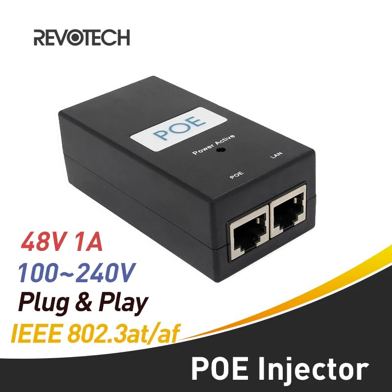REVOTECH Настольный POE инжектор 48В 1А UK Plug