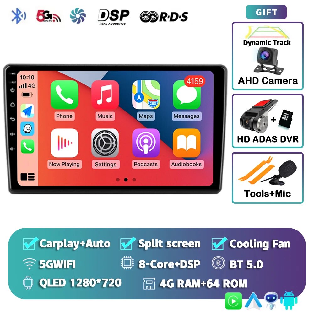 Android 14 Carplay Auto для Kia Ceed ED 2006 2007 2008 2009 2010 2011 2012 Автомобильный радиоприемник Мультимедийный плеер Видео Стерео WIFI + 4G DSP 4G-64G CAM DVR