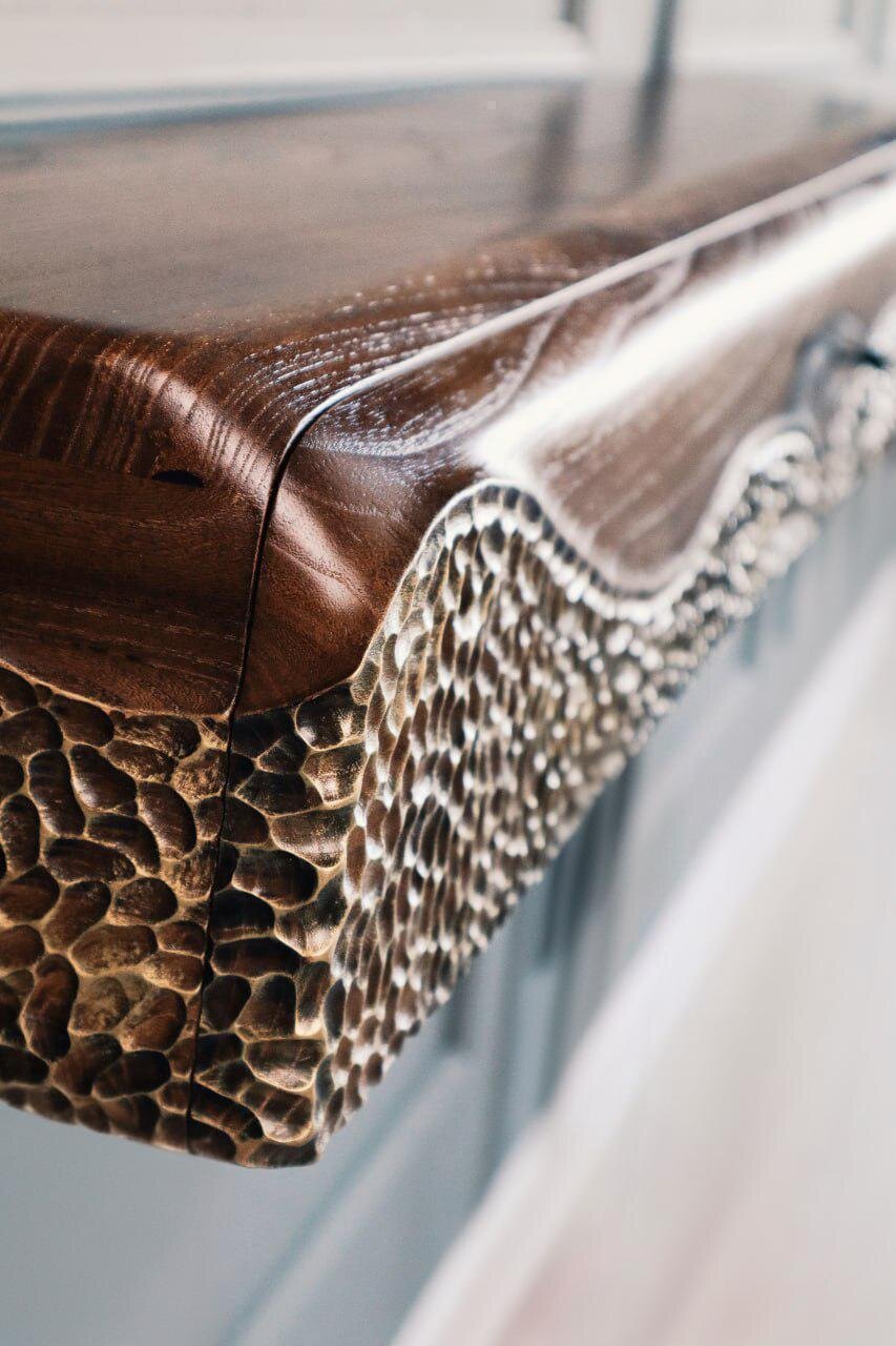 Тумба, консоль подвесная из массива дерева (карагач) "Арт коллекция", 150см, авторский дизайн