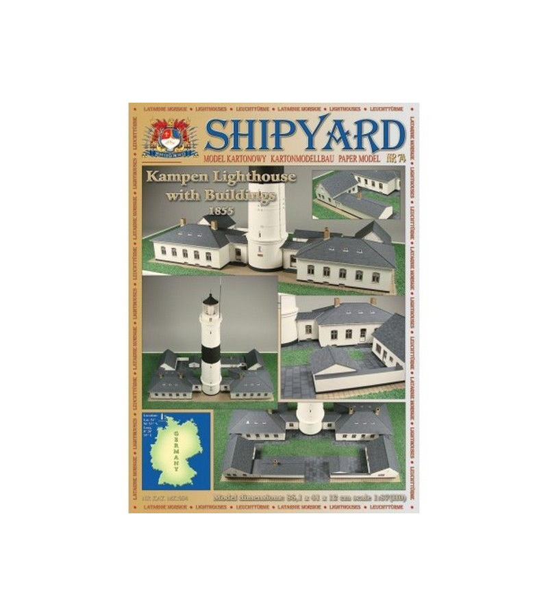 Сборная картонная модель Shipyard маяк Lighthouse Kampen with buildings (№74), 1/87
