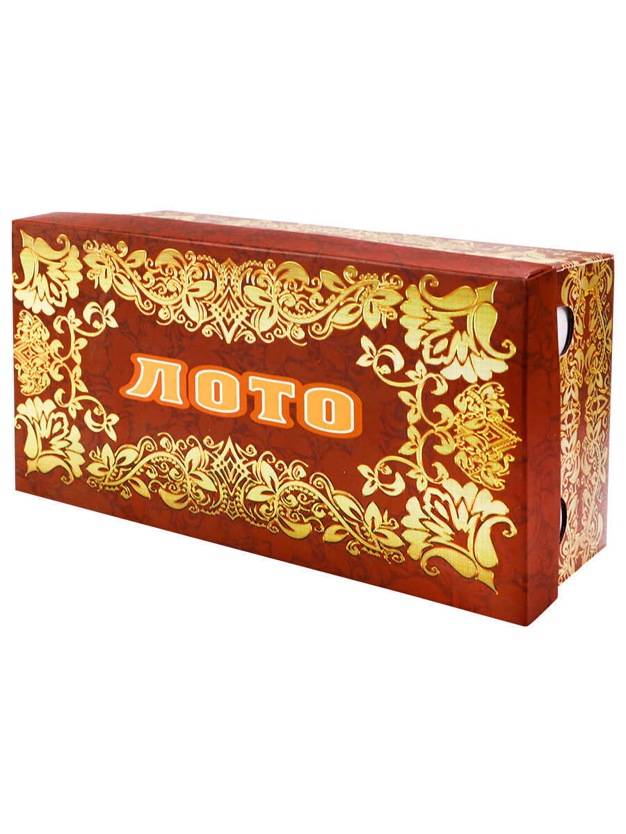 Лото пластиковое с золотым тиснением 23x11x8 см в картонной коробке, целые бочонки