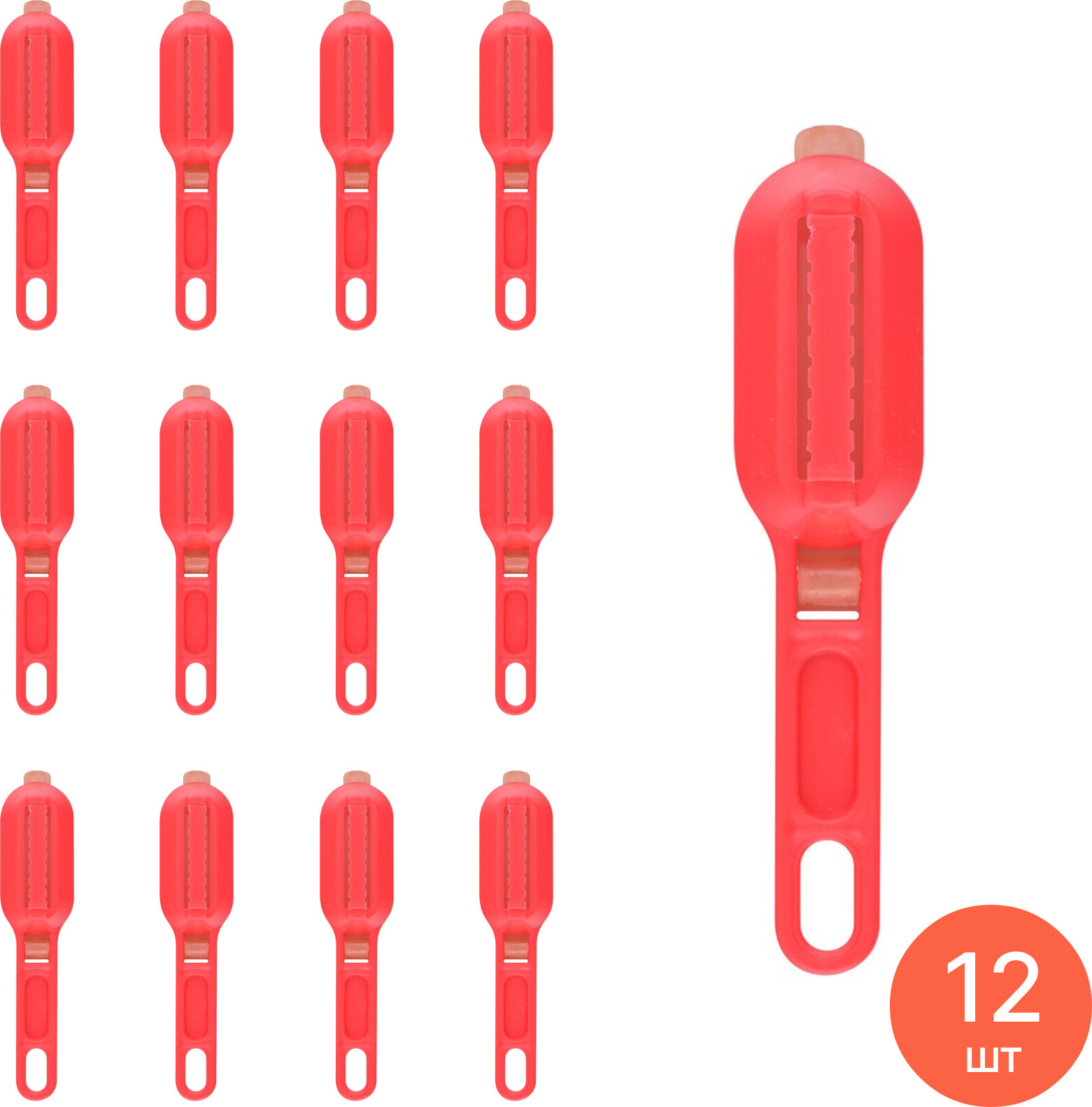 Рыбочистка MultiDom / МультиДом ручная, с контейнером, из полипропилена, красная, 17x3x3см / кухонные принадлежности (комплект из 12 шт)