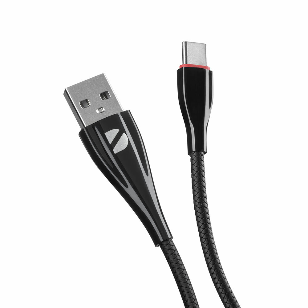 Кабель для зарядки Ceramic USB - Type-C, 1м, черный, Deppa 72288