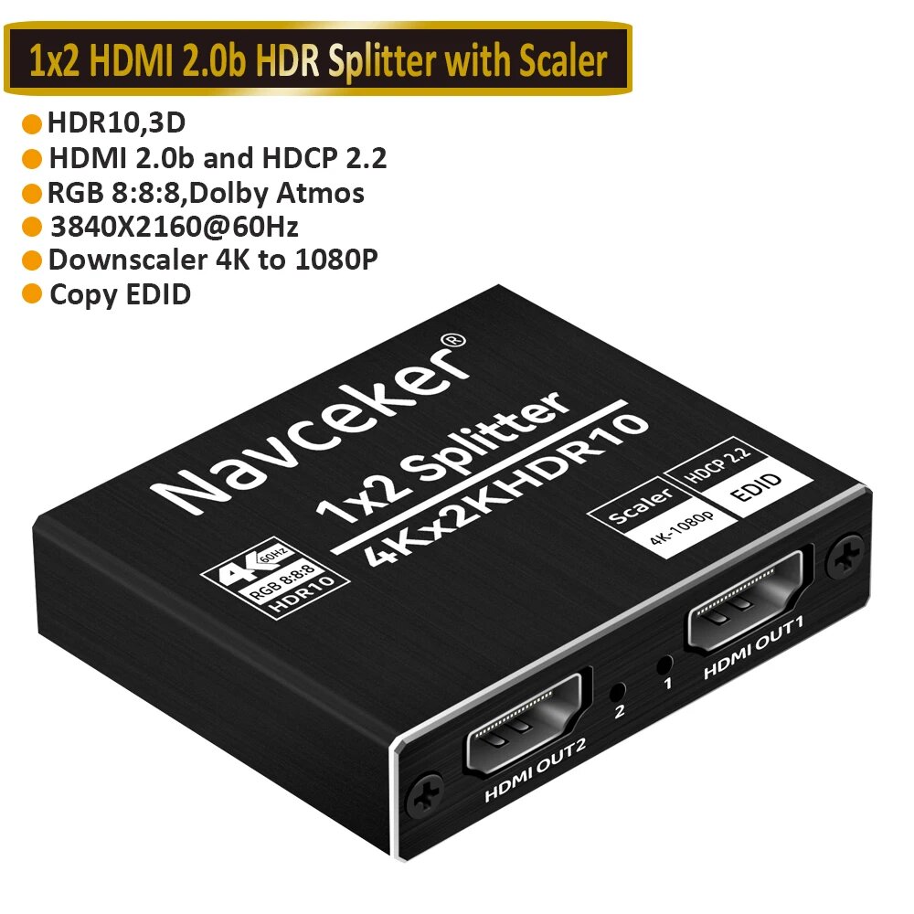 Разветвитель HDMI Navceker 1x2 4K