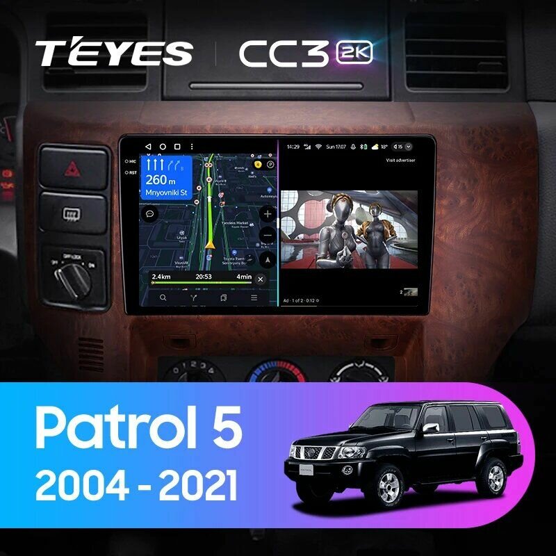 Магнитола Teyes CC3 2K 4-32 Nissan Patrol V 5 Y61 2004-2021 9.5"