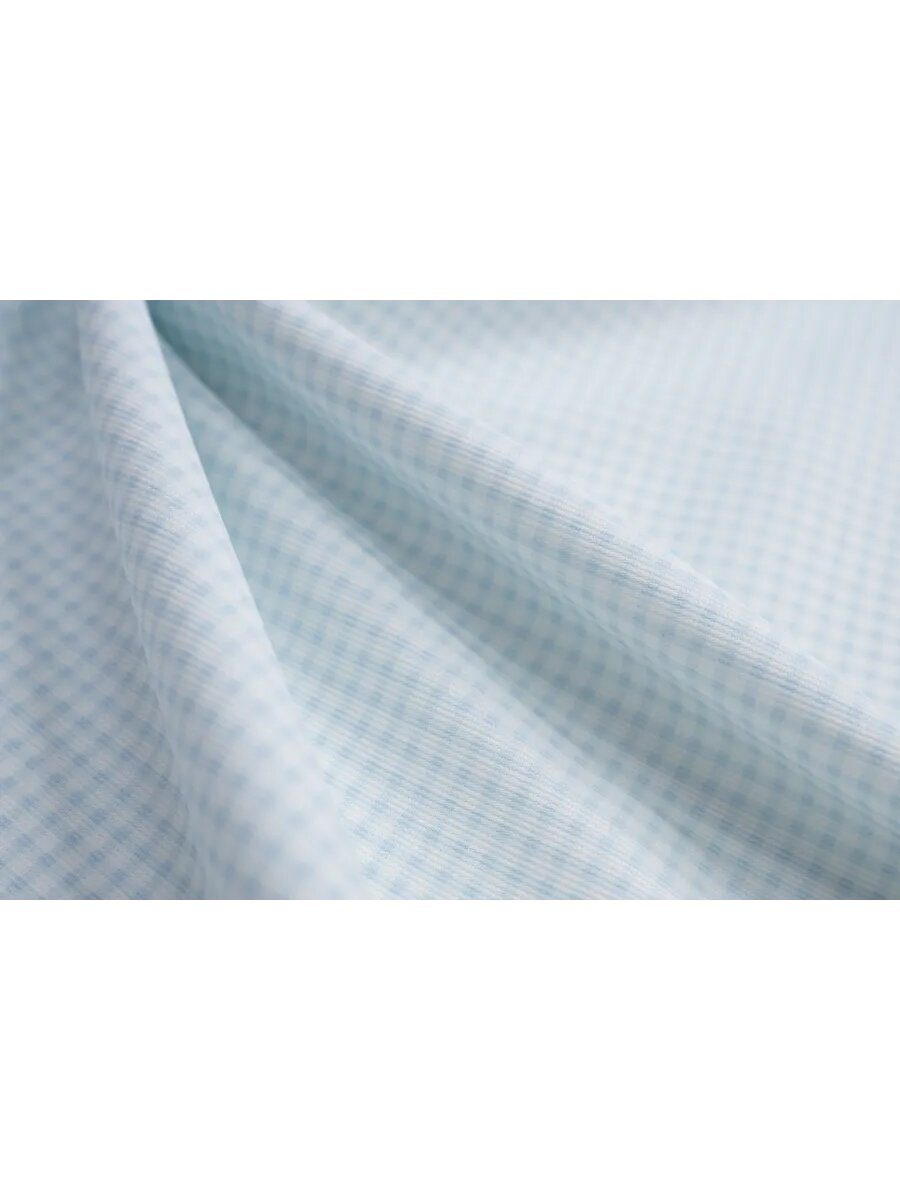 Ткань Хлопок рубашечный жаккард клетка виши голубая