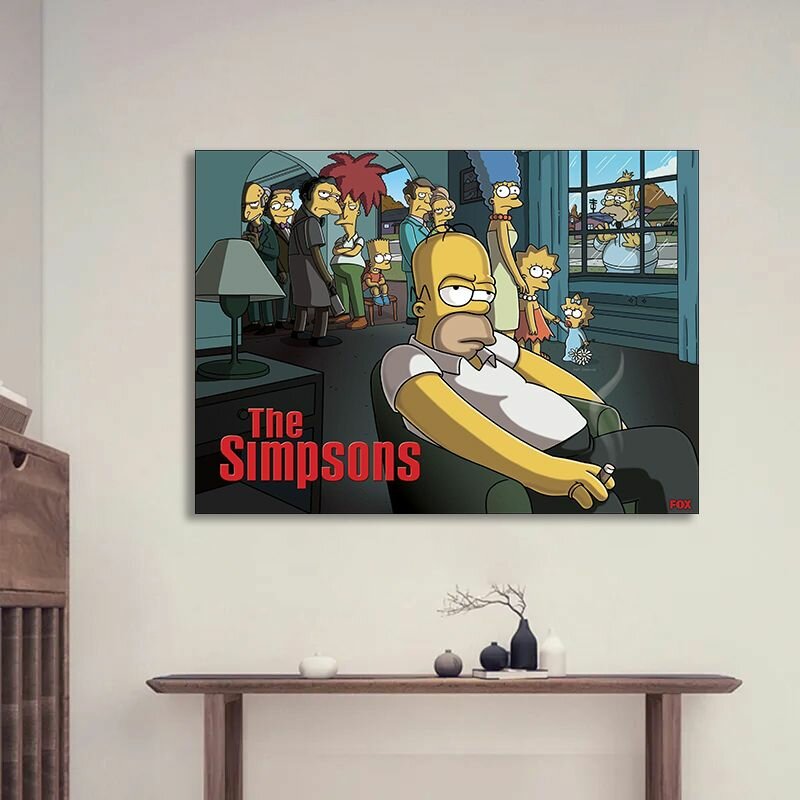 Картина "Гомер Симпсон", холст, на подрамнике, дерево, крепление "крокодил", 40x60 см