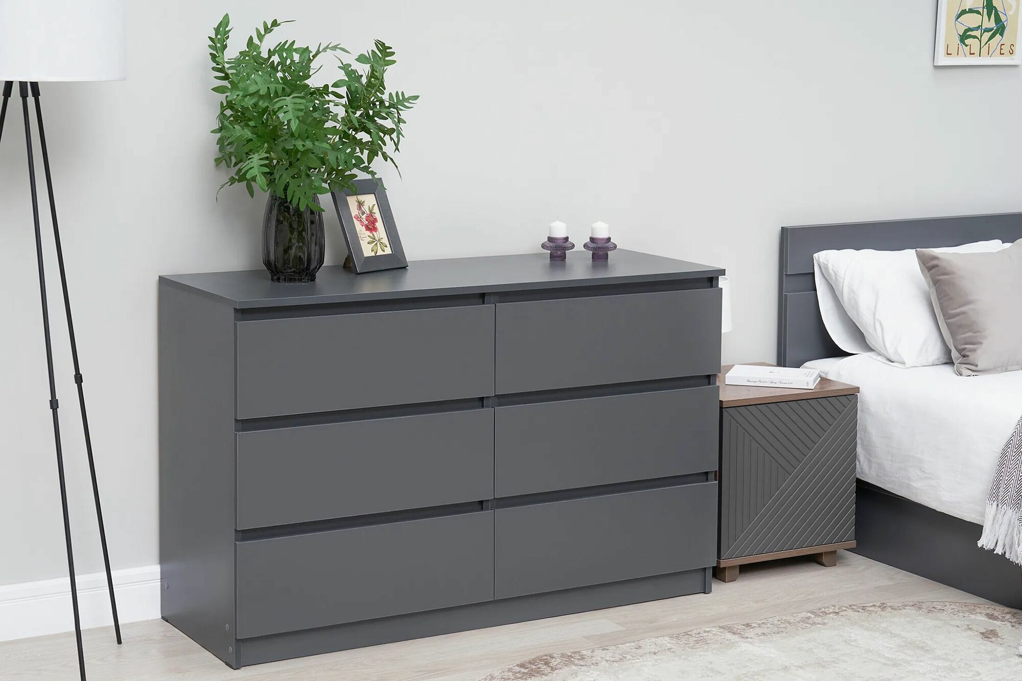 Комод Челси 1202 6 ящиков Графит