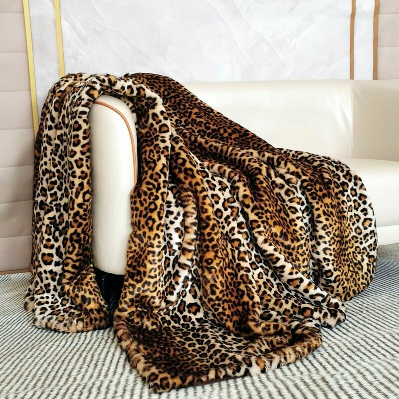 Одеяло с леопардовым принтом из искусственного меха Premium Plush Bedspreads