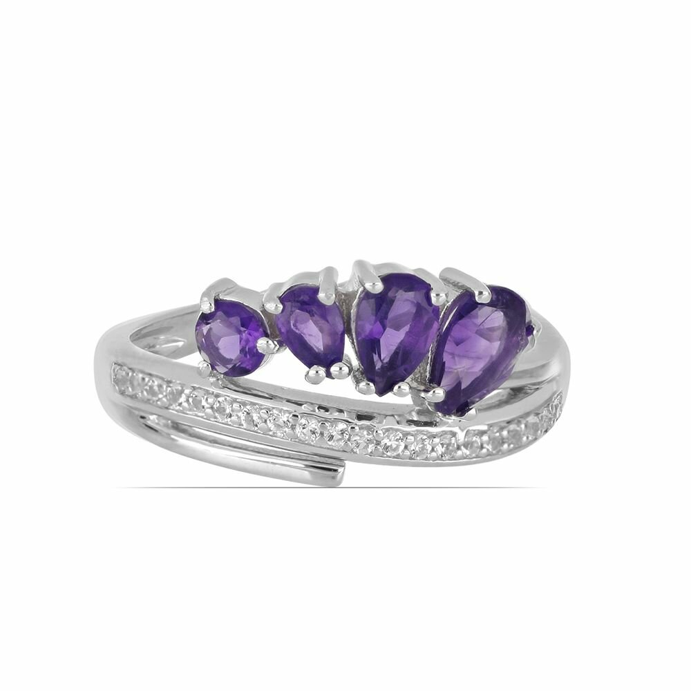 Кольцо, серебро, 925 проба, родирование, аметист