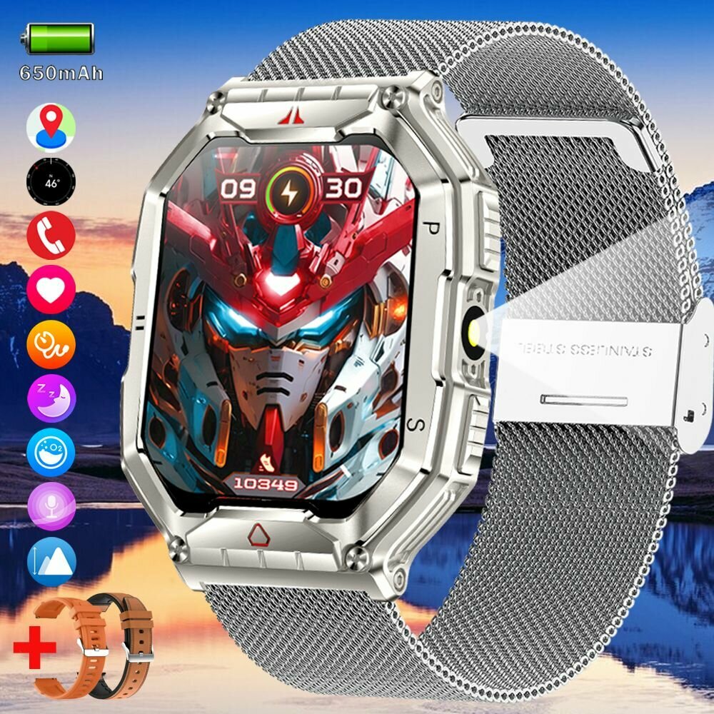 650mAh смарт часы мужские женские с gps, фитнес трекер, для андроид, с калькулятором, водонепроницаемые,3 ремня