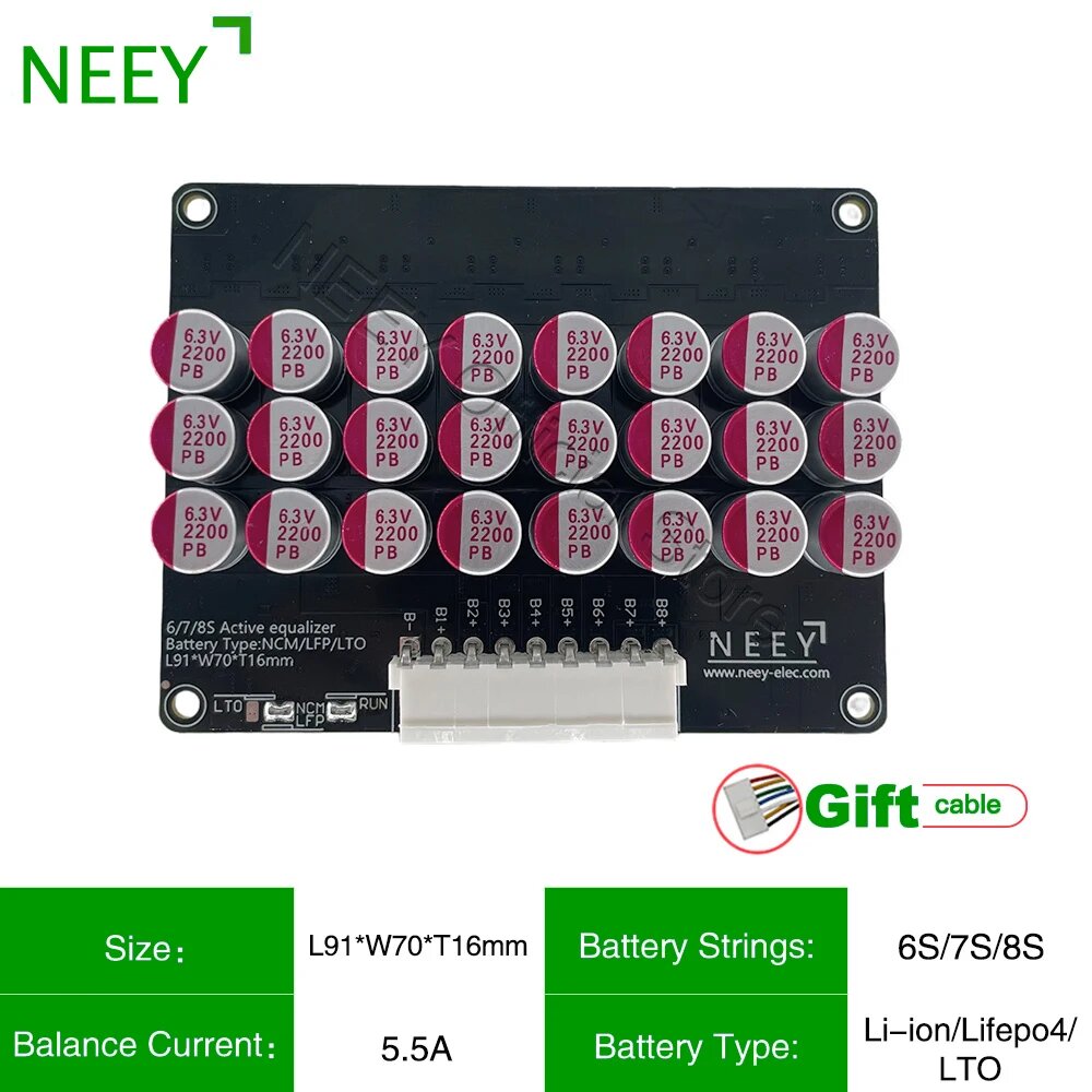 Активный балансир NEEY 6S-8S, 5A, Li-ion/LiFePO4/LTO