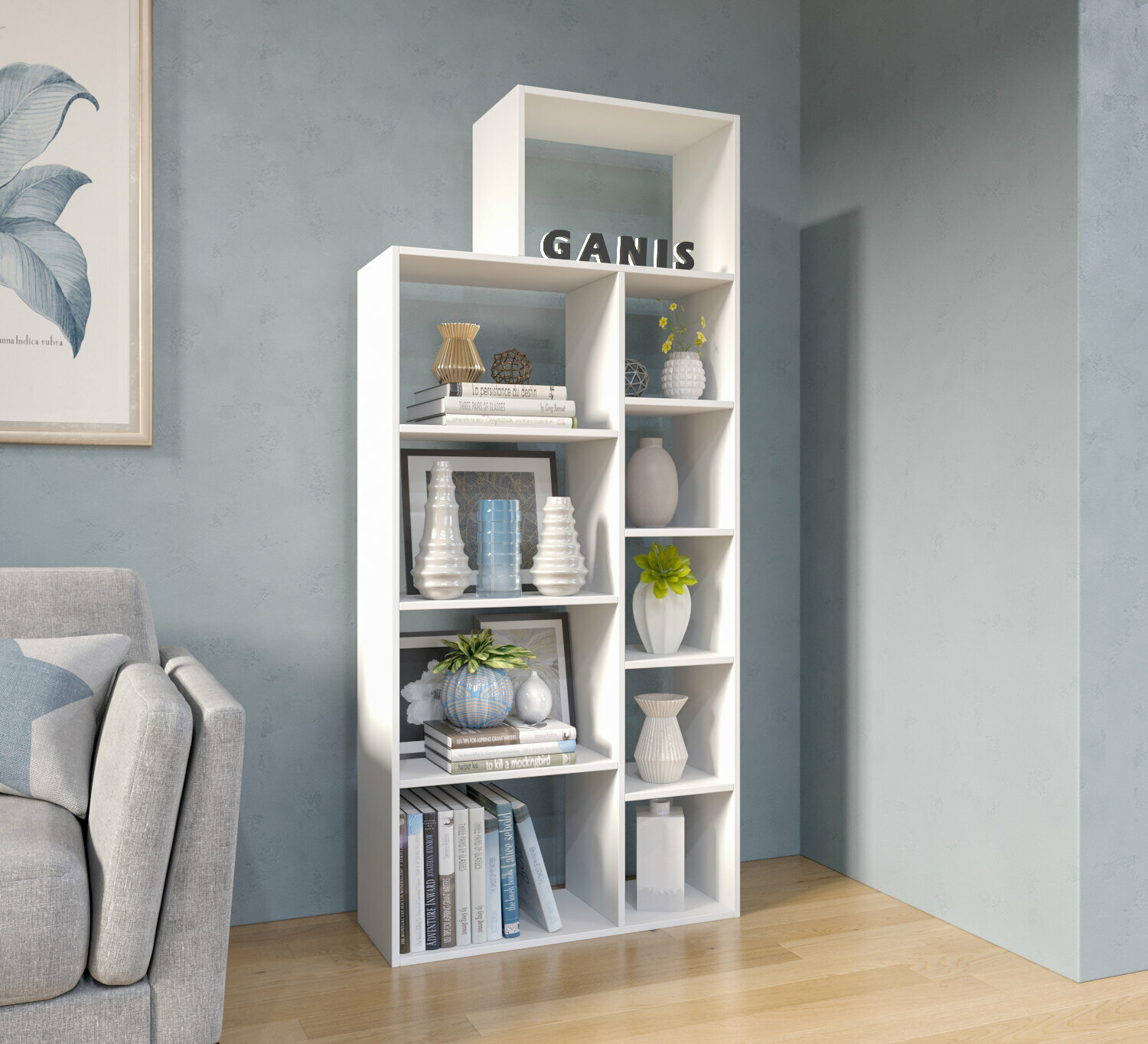 Стеллаж в стиле Лофт модель Бани 90 Белый (ШхВхГ) 90х180х30см.