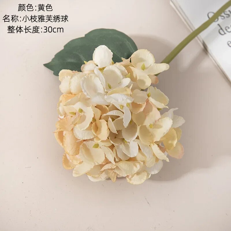 Искусственные цветочные ветки гортензии из шелка Желтый