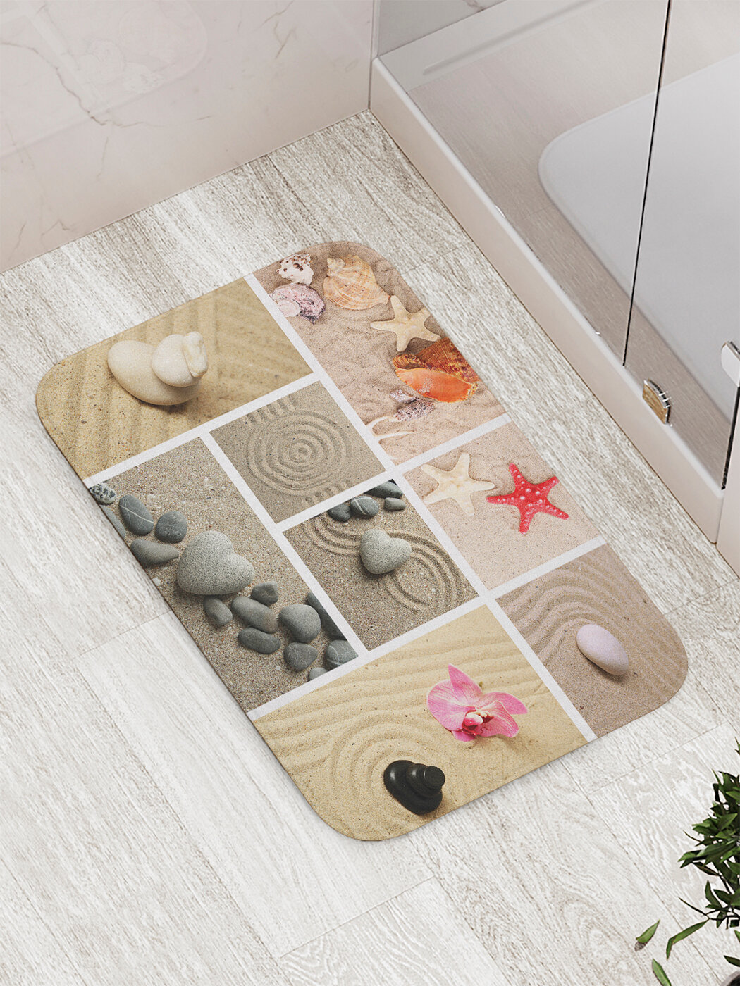 Коврик для ванной комнаты, туалета "Морские камни" противоскользящий, 52х77 см, JoyArty