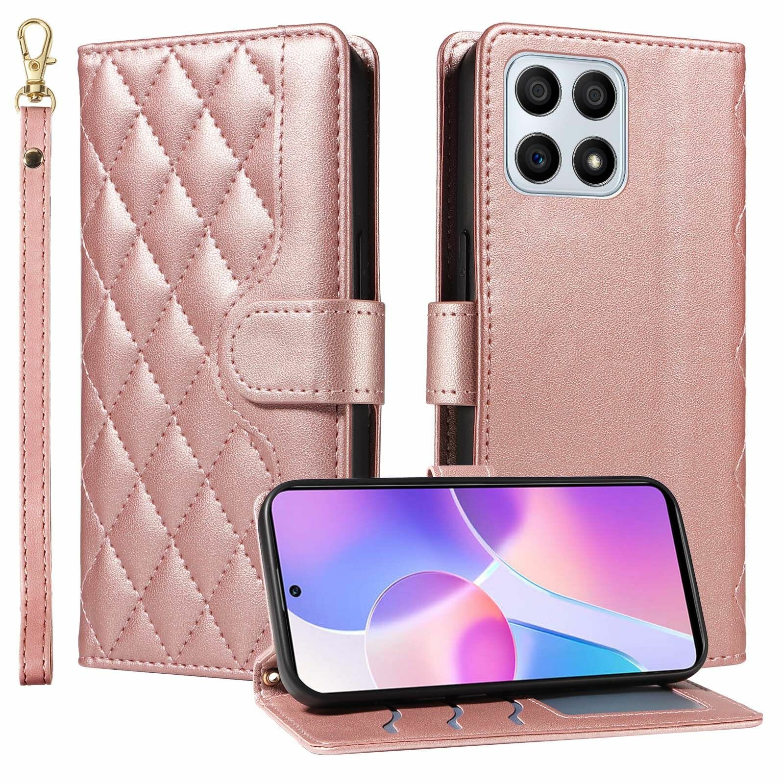 Чехол из матовой кожи для Honor X8 4G и Honor 30i (хонор Икс 8 4Г и хонор 30i) , роскошный и стильный, устойчивый к падениям, со слотом для карт, с длинным и коротким шнурками
