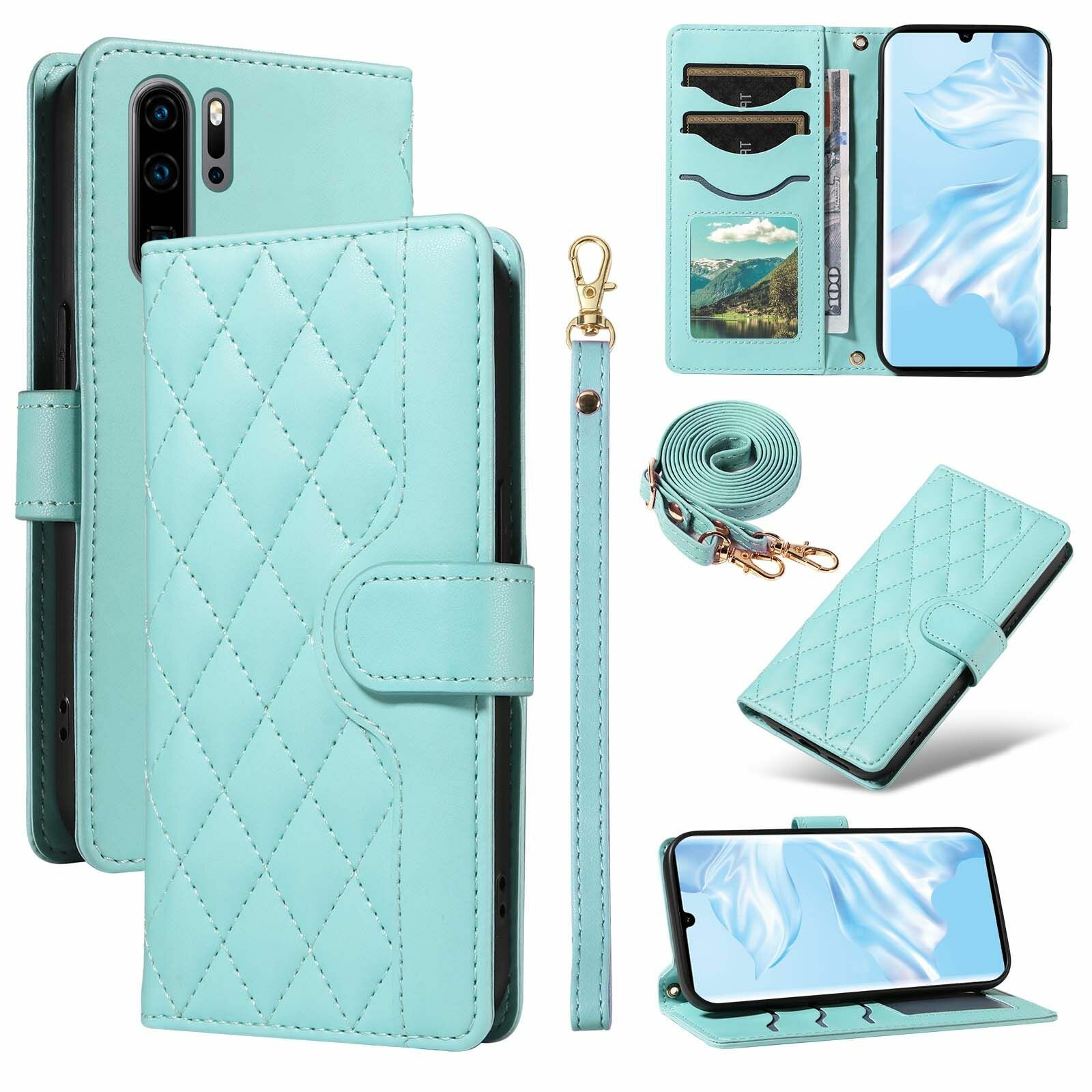 YIKATU Кожаный Чехол Для Huawei P30 Pro / Хуавей П30 Про С визитницей из экокожи, модный, против падения, подарочный, элитный, книжка