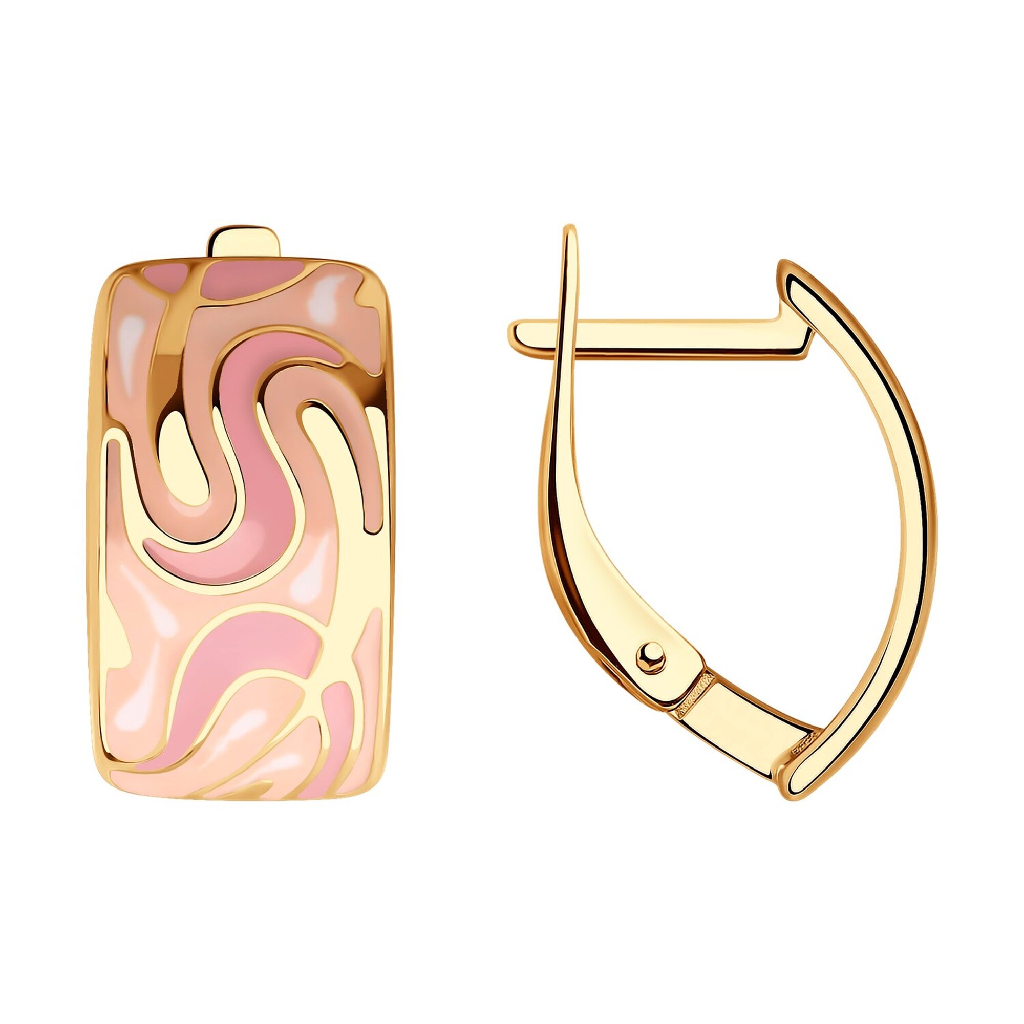 Серьги, серебро, 925 проба, золочение, эмаль