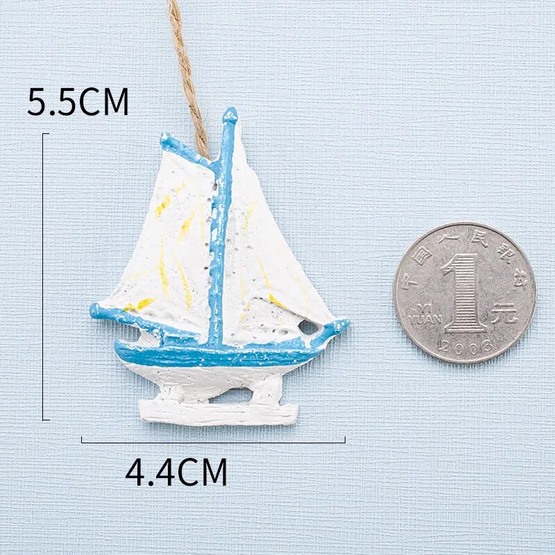 Декор для дома, брелок-ёлочная игрушка, парусник, 5.5x4.4 см, Голубой, L