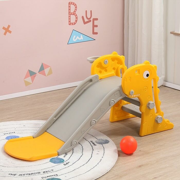 Детская горка Oubaoloon "Динозаврик", желтая, пластик (UT0107)