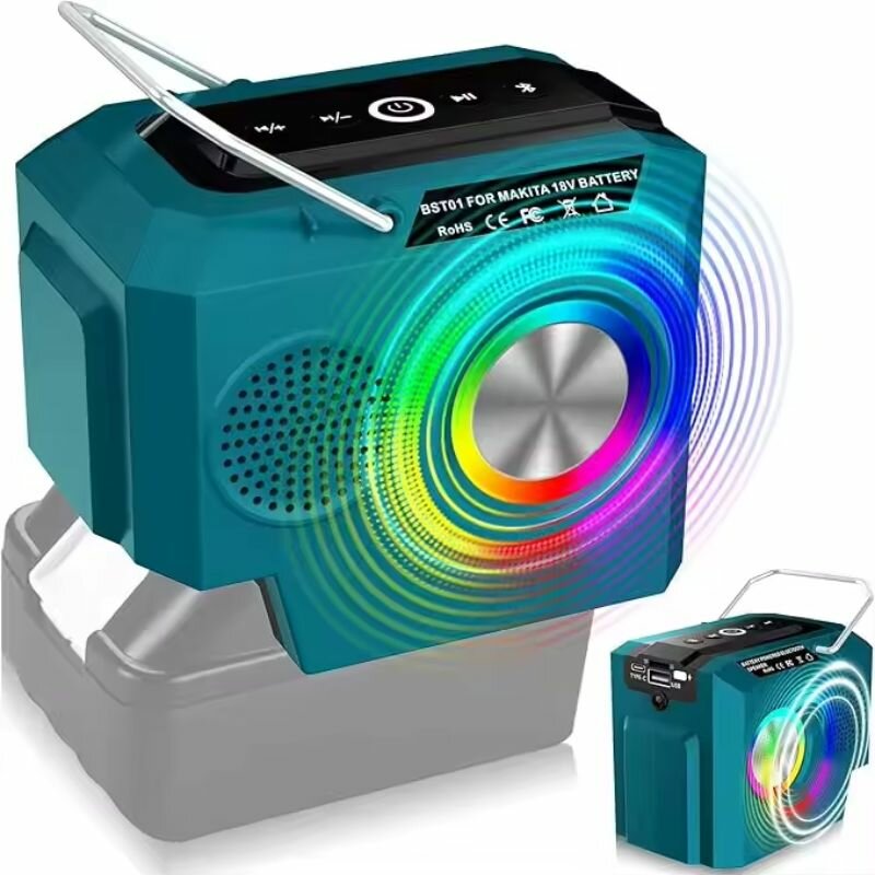 Bluetooth-динамик с двойной диафрагмой, усилитель беспроводного плеера для литиевой батареи Makita 18 В