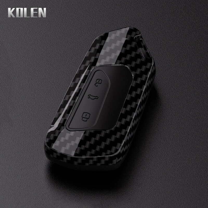 Чехол для ключа автомобиля из углеродного волокна ABS для VW Volkswagen Golf 8 2020 Skoda Octavia A8 2021 SEAT Leon MK4, держатель, аксессуары