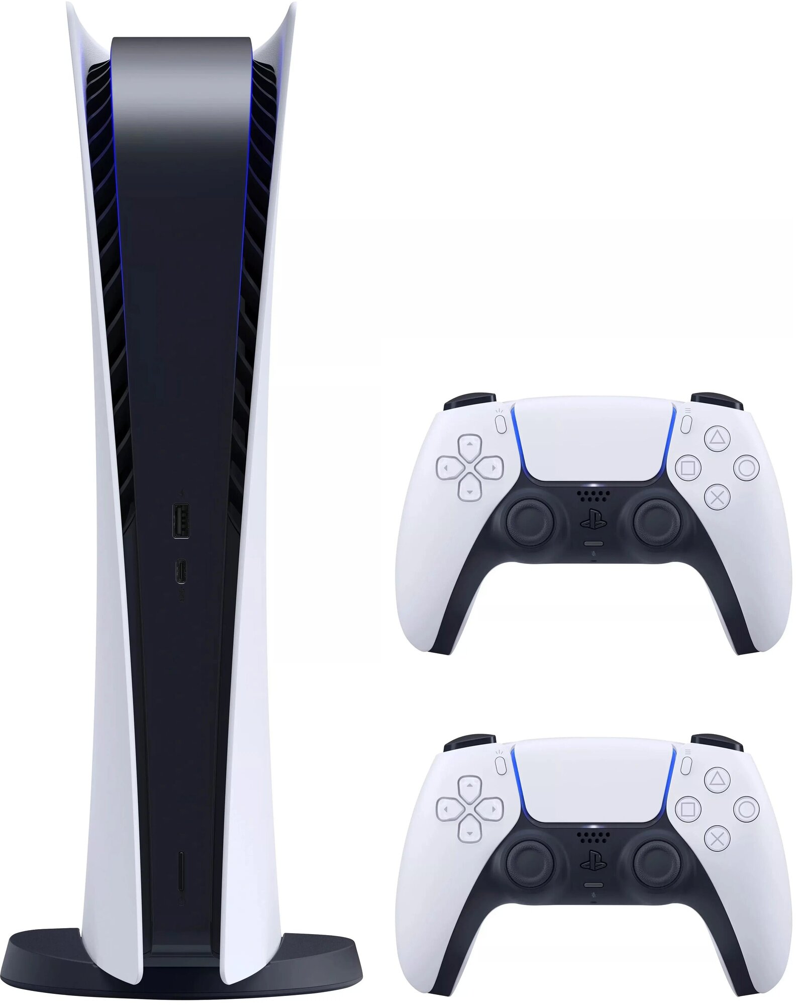 Игровая приставка Sony PlayStation 5 Digital Edition, без дисковода, 825 ГБ SSD, без игр, 2 геймпада, белый
